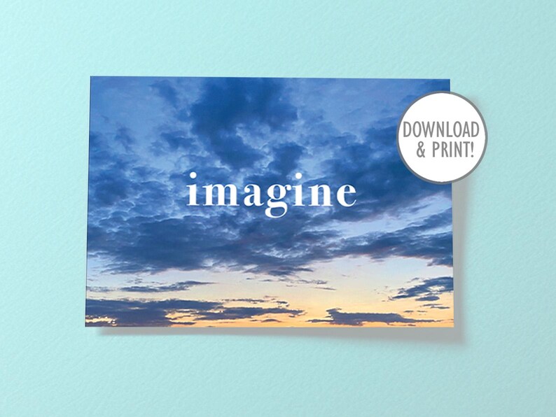 Imagine Card, Cloud Photo, Instant Download PDF, 5"x7" (A7) and 4.25" X ...