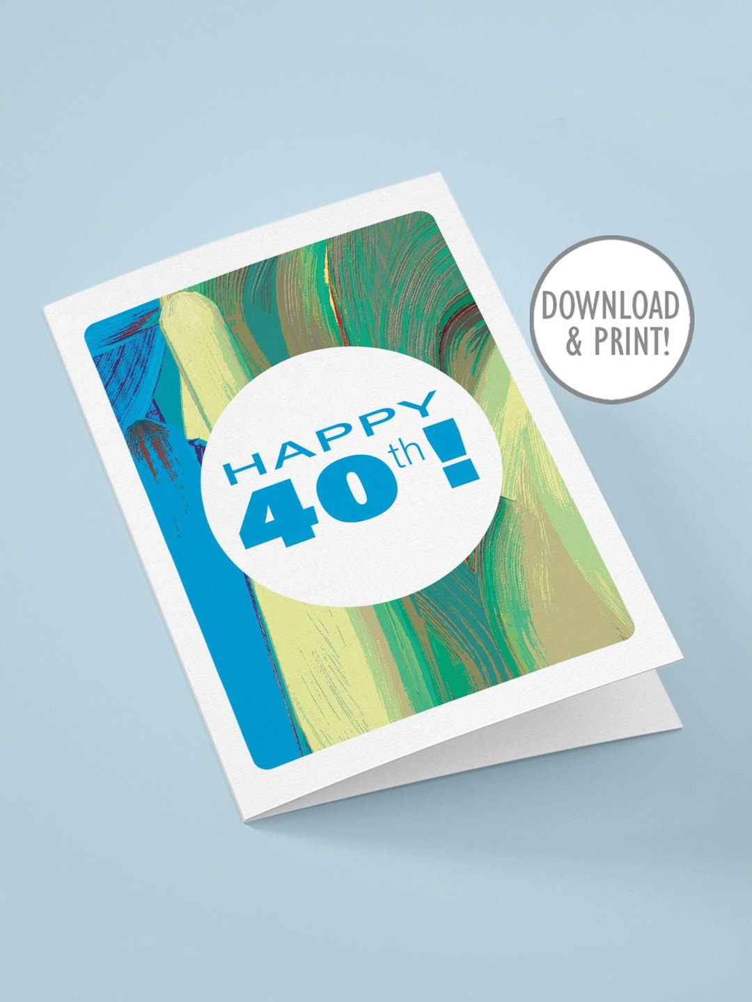 40th Birthday Card Printable: Colorful Design (PDF) - Etsy
