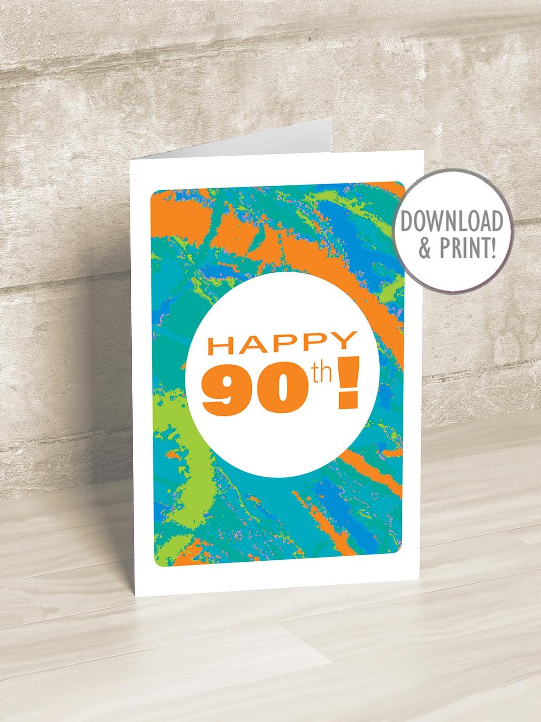 90th Birthday Card Printable: Colorful Design (digital Download) - Etsy