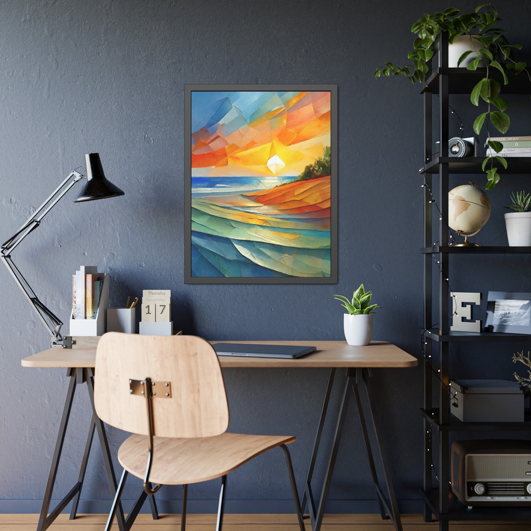 Abstract Art, Wood Frame Plexiglass Art, Museum Grade Paper, Easy to ...