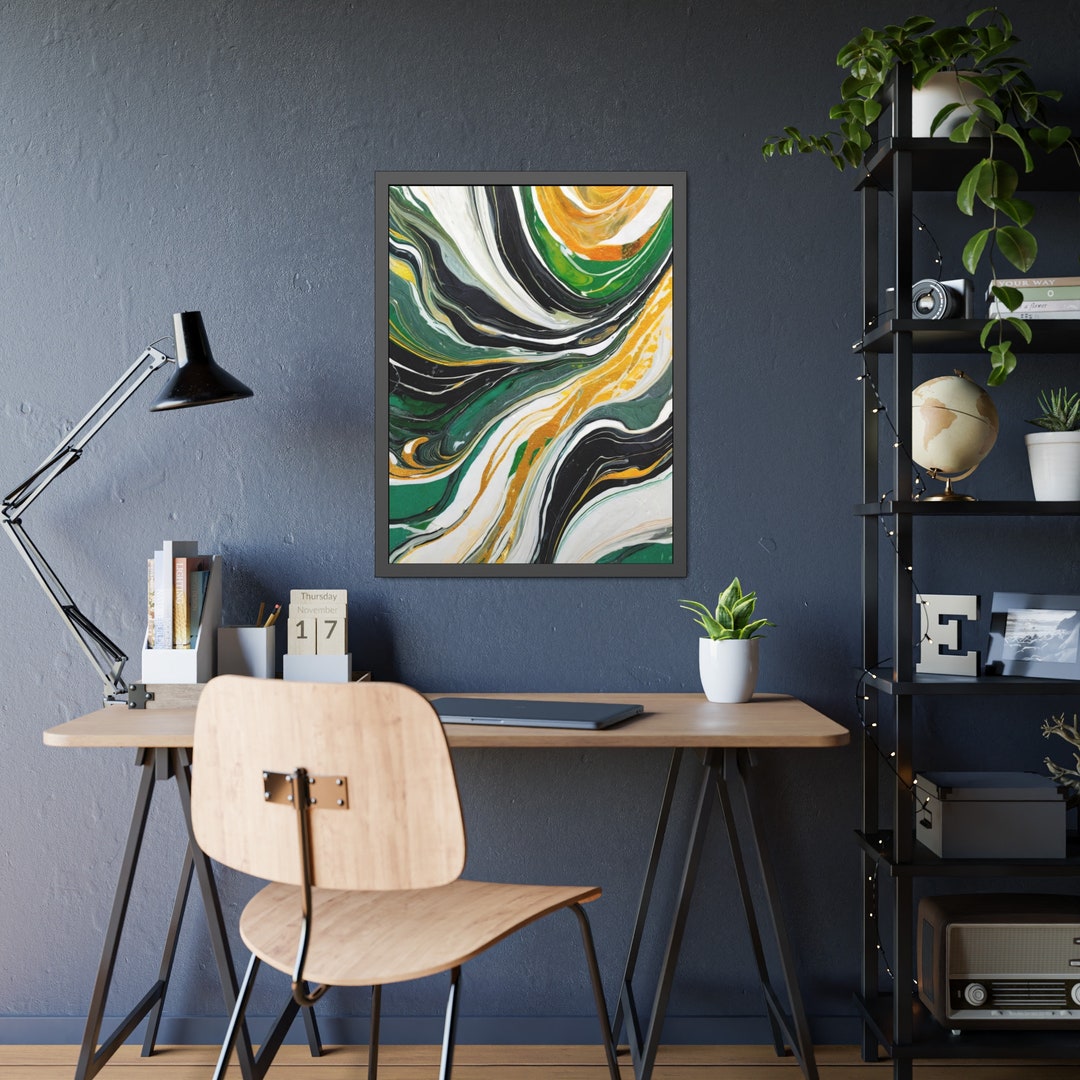 Abstract Art, Wood Frame Plexiglass Art, Museum Grade Paper, Easy to ...