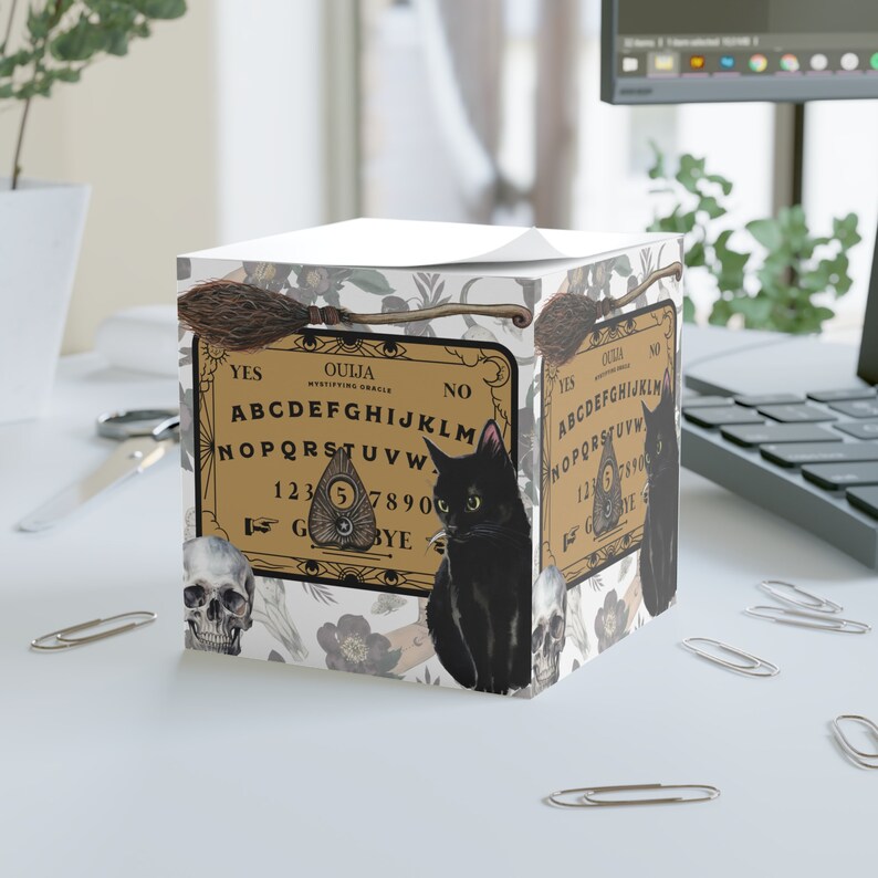 Ouija With Black Cat Note Cube - Etsy