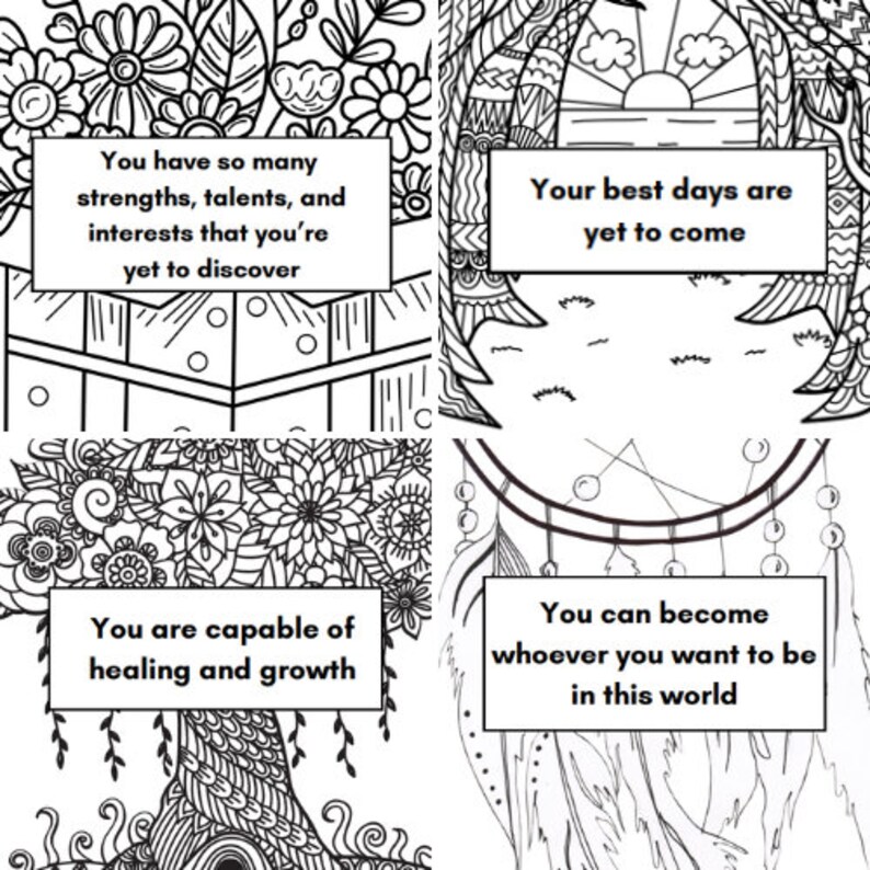 12 Colouring Pages With Affirmations for Girls L Social Worker Resource ...