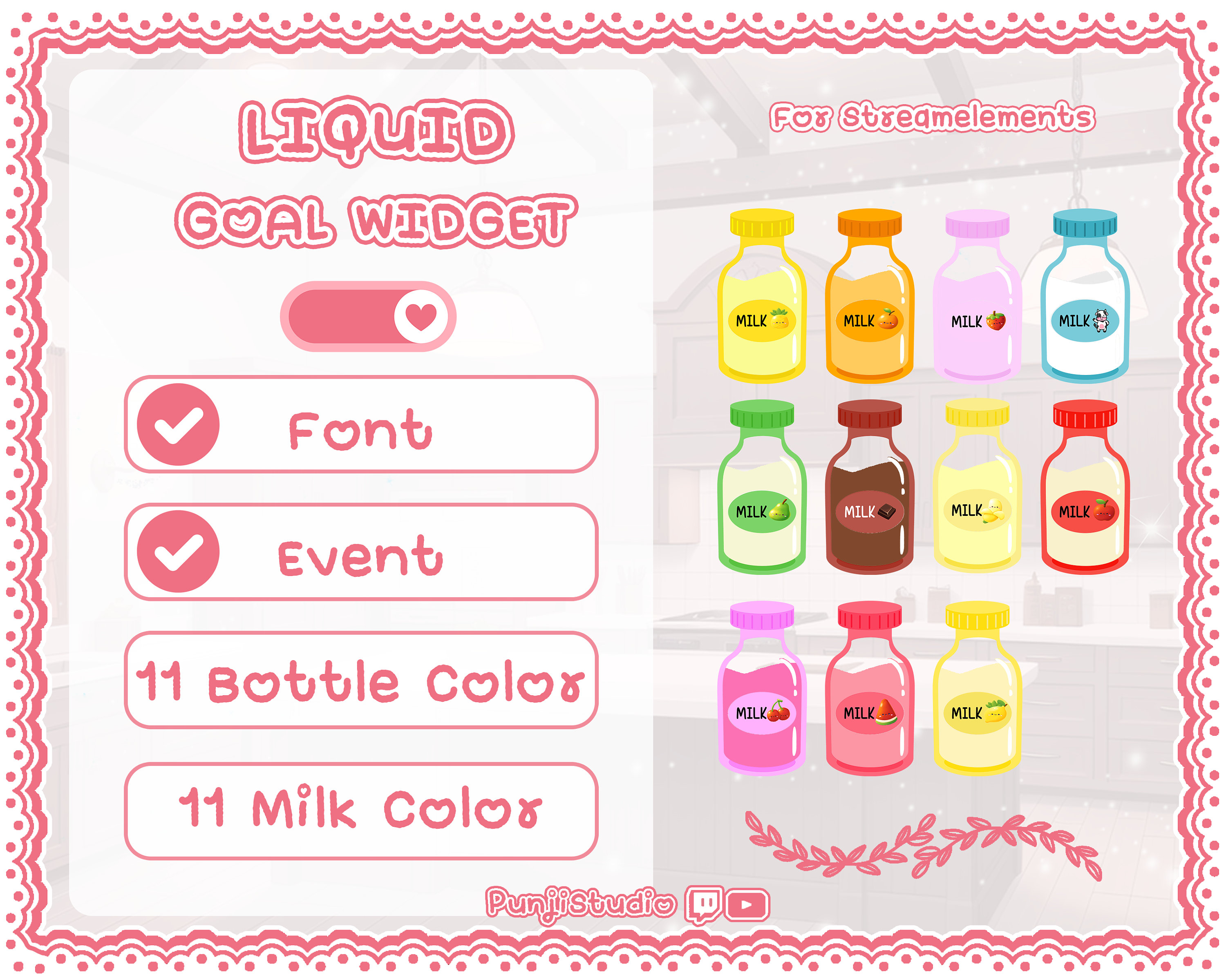 Customizable Milk Bottle Goal Widget for Twitch Streamelements - Etsy