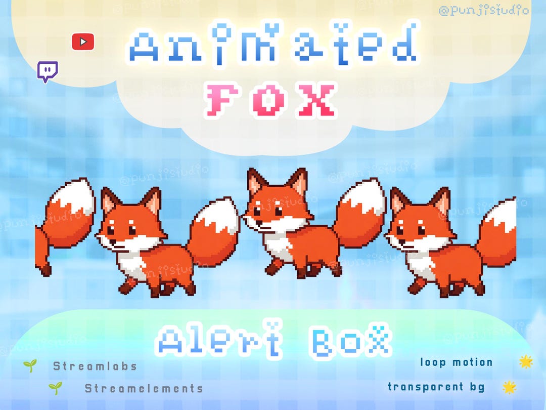 Cute Pixel Fox Marching Stream Alert | Animated Gifted Sub Alert for ...