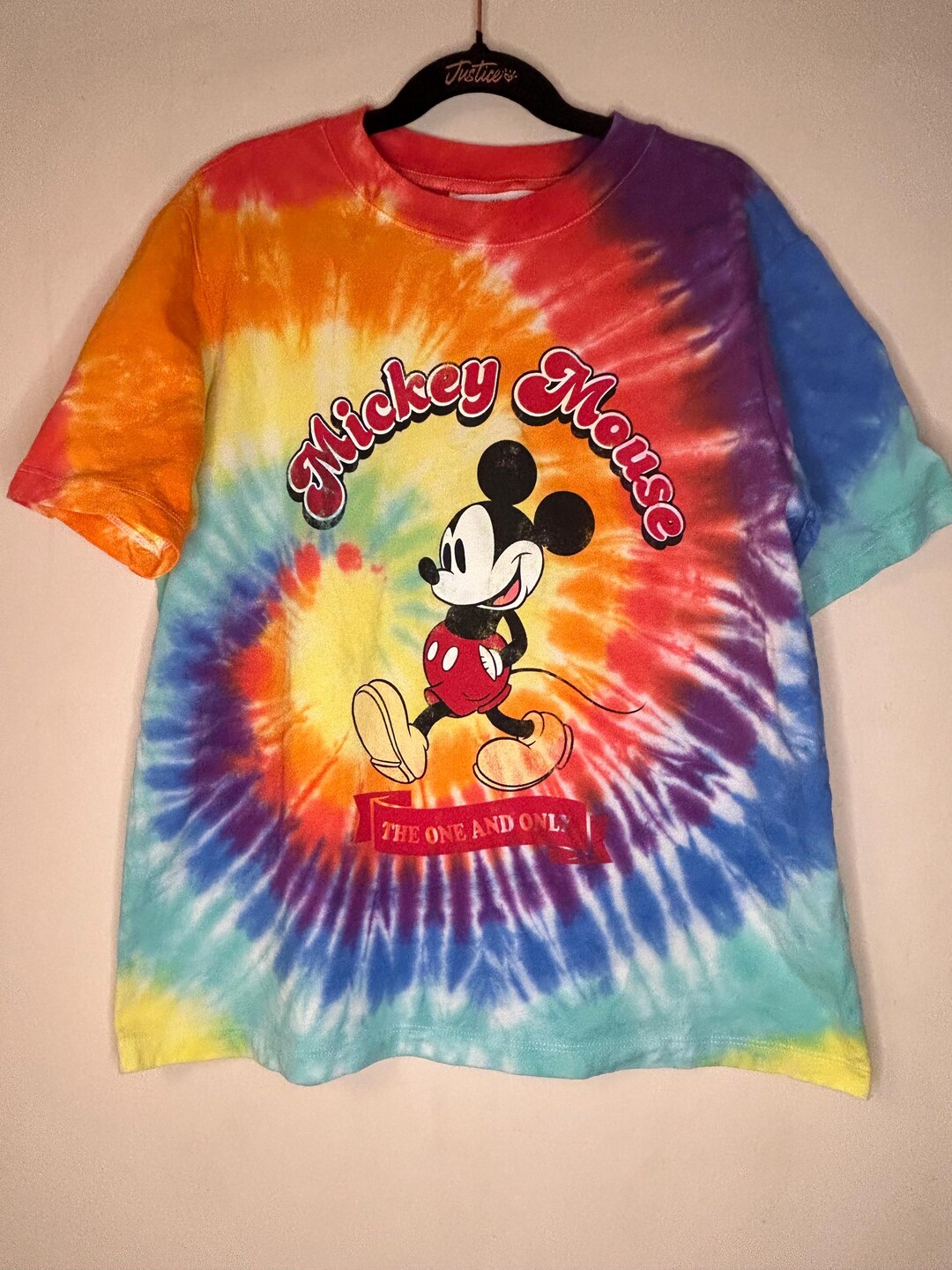 Rainbow Spiral Tie Dyed Mickey Mouse Disney Tee Shirt Size Womens Small ...