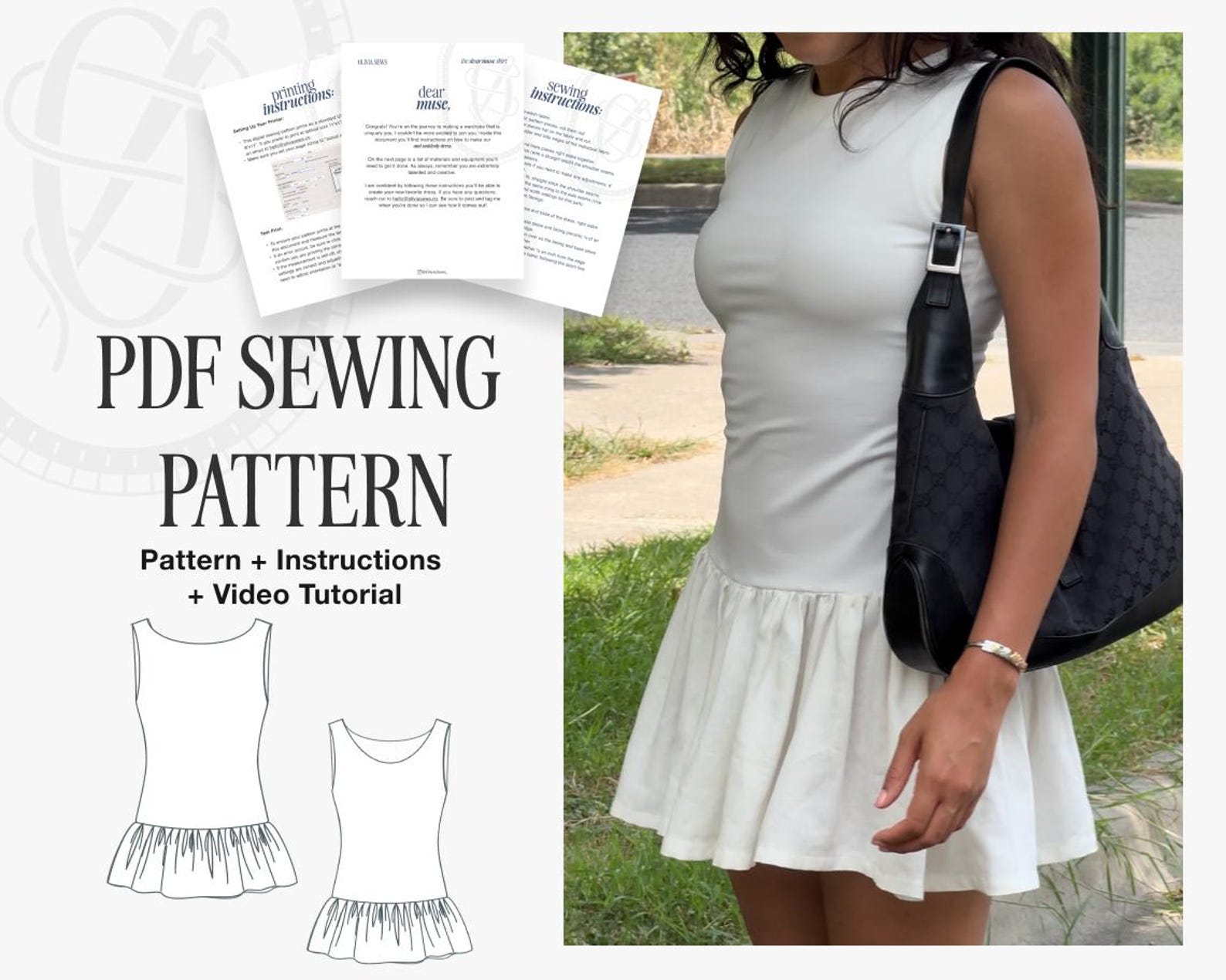Boat Neck Mini Summer Dress With Ruffle Skirt | Digital PDF Sewing ...