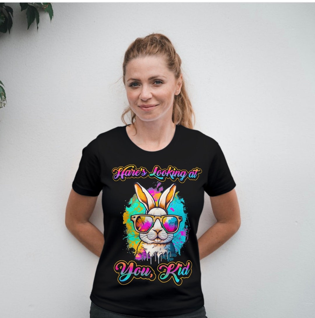 Funky Rabbit Graphic Tee - Vibrant, Pop Art Inspired Cotton T-shirt - Etsy
