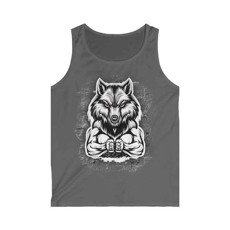 Men's Wolf Muscle Print Tank Top - Fitness Enthusiast Workout Gear ...