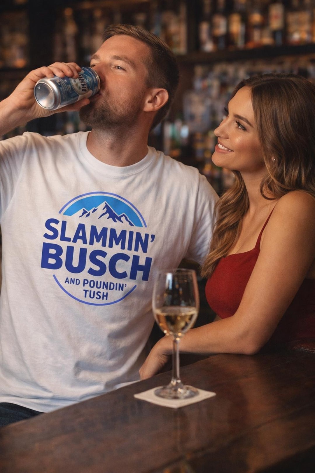 Slammin' Busch Mountain Logo T-shirt | Retro Beer Parody Shirt - Etsy