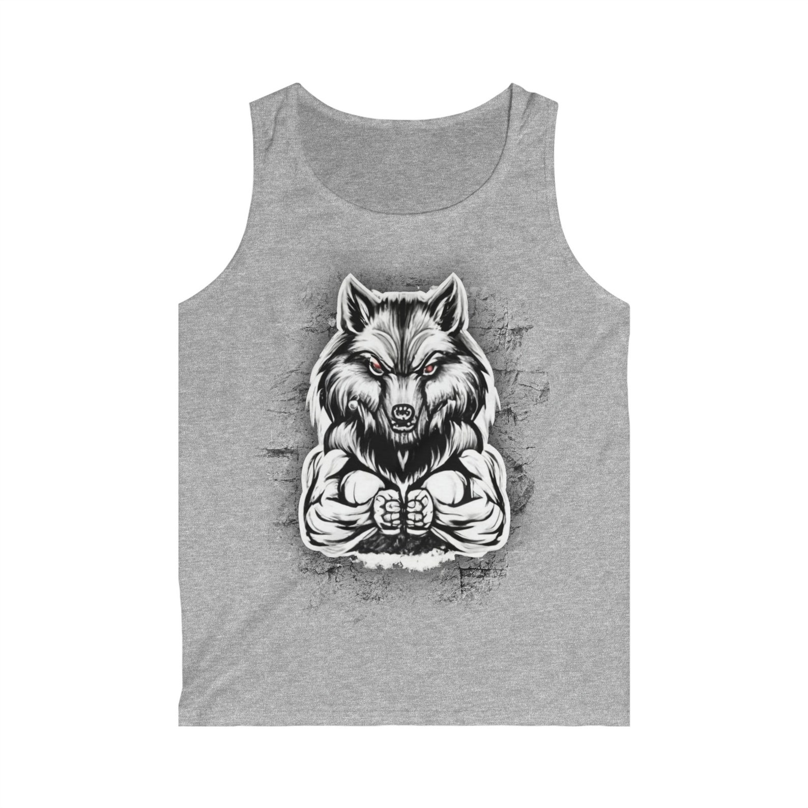 Men's Wolf Muscle Print Tank Top - Fitness Enthusiast Workout Gear ...