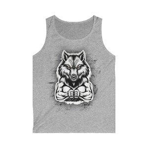 Men's Wolf Muscle Print Tank Top - Fitness Enthusiast Workout Gear ...
