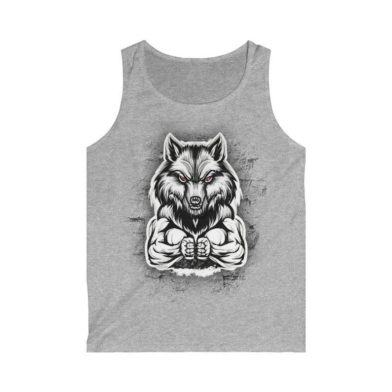 Men's Wolf Muscle Print Tank Top - Fitness Enthusiast Workout Gear ...