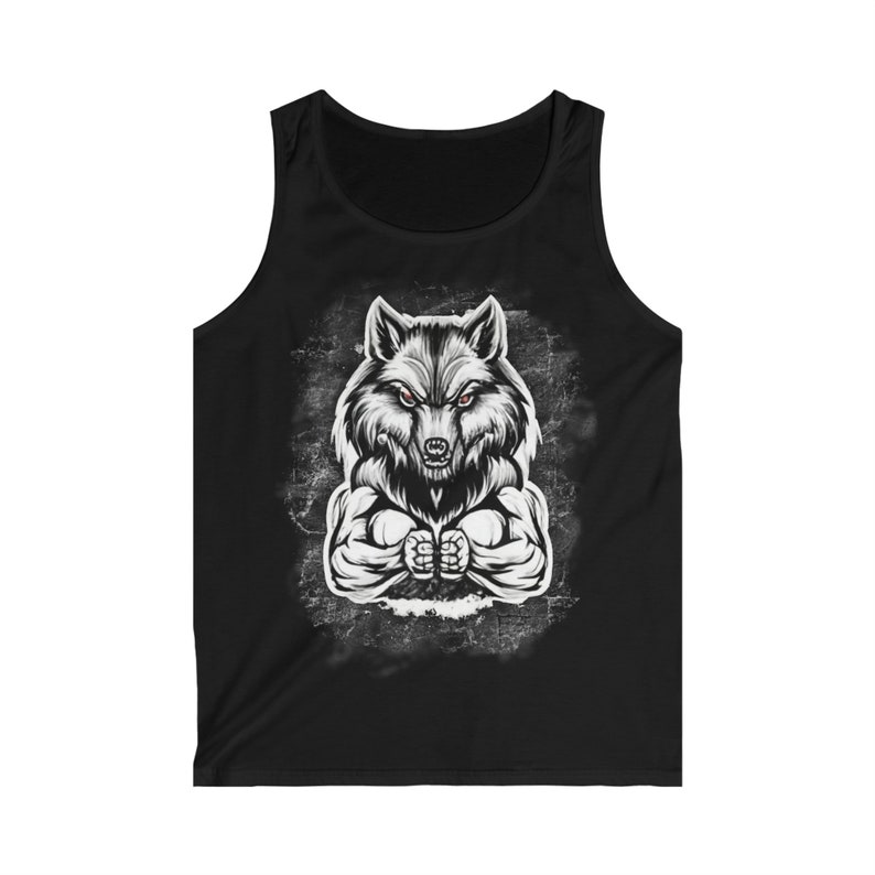 Men's Wolf Muscle Print Tank Top - Fitness Enthusiast Workout Gear ...