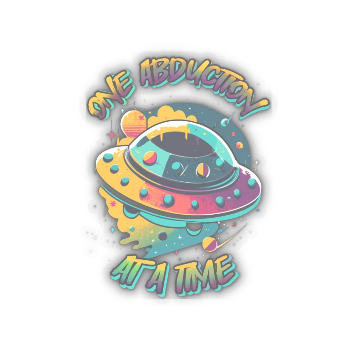 Alien Abduction UFO Spaceship Vinyl Decal Sticker for Car Laptop Window ...