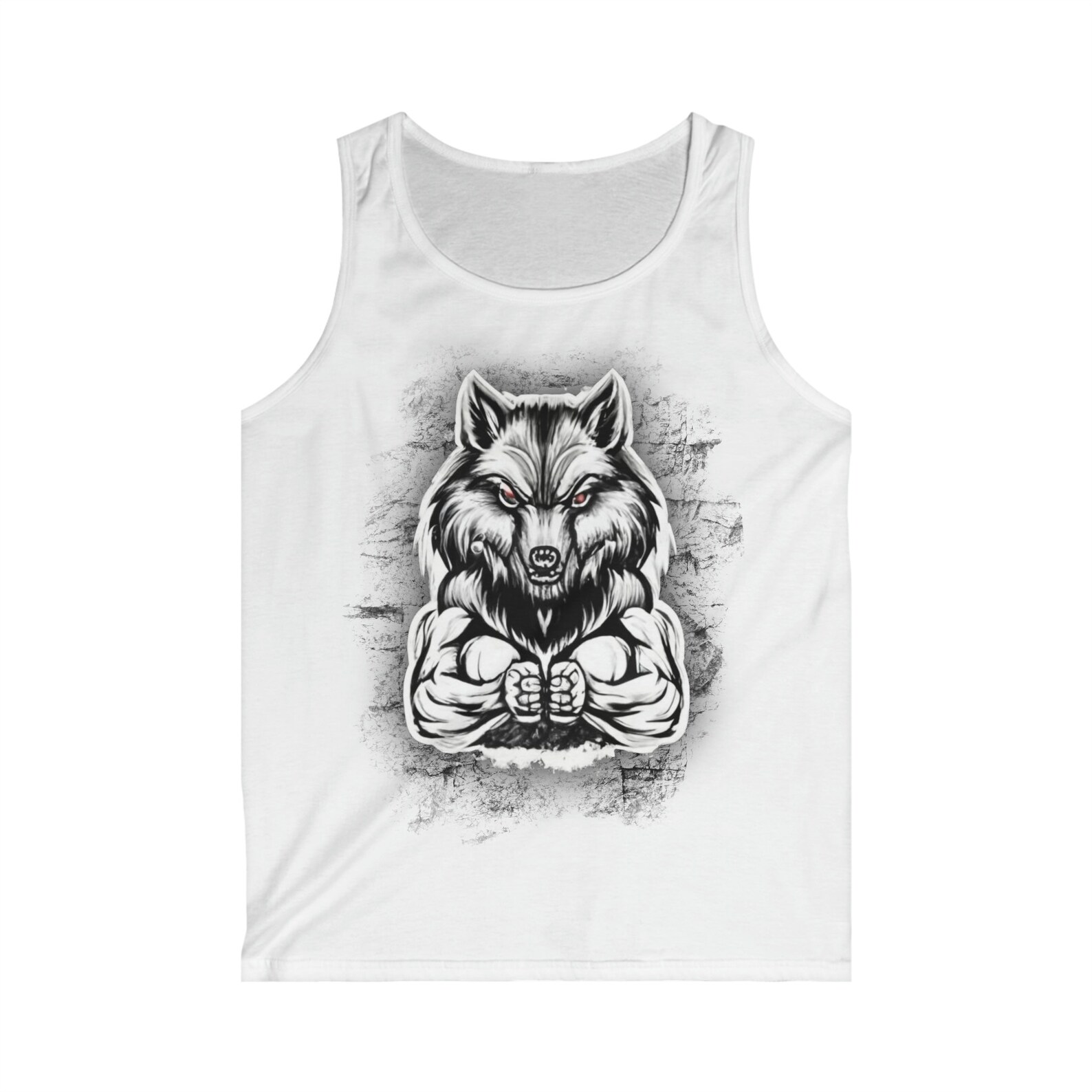 Men's Wolf Muscle Print Tank Top - Fitness Enthusiast Workout Gear ...