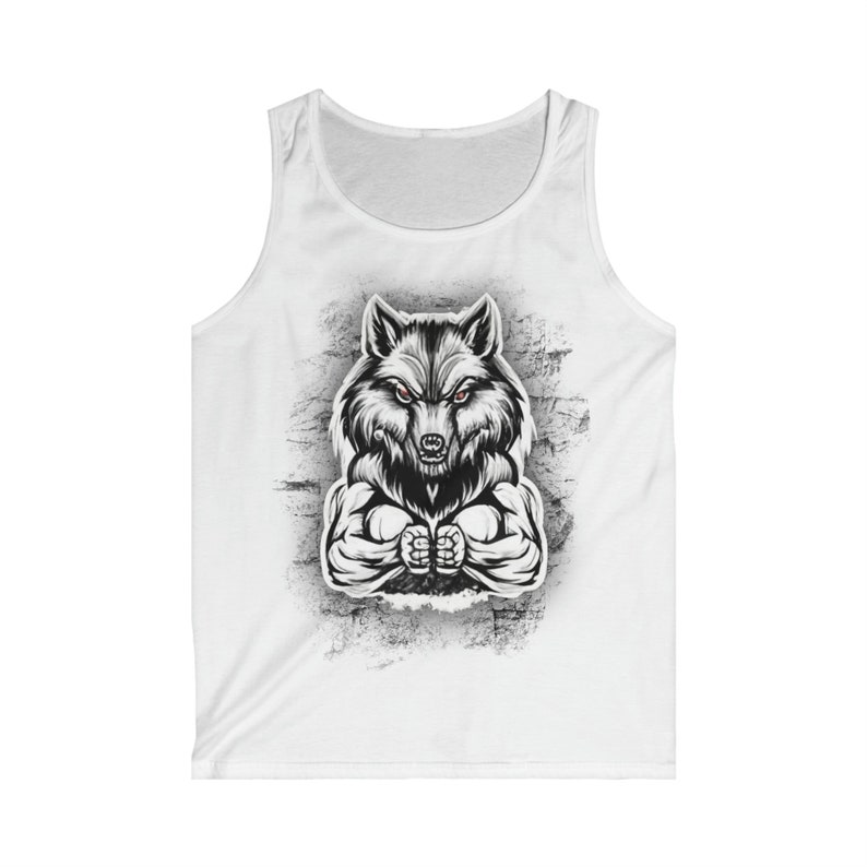 Men's Wolf Muscle Print Tank Top - Fitness Enthusiast Workout Gear ...