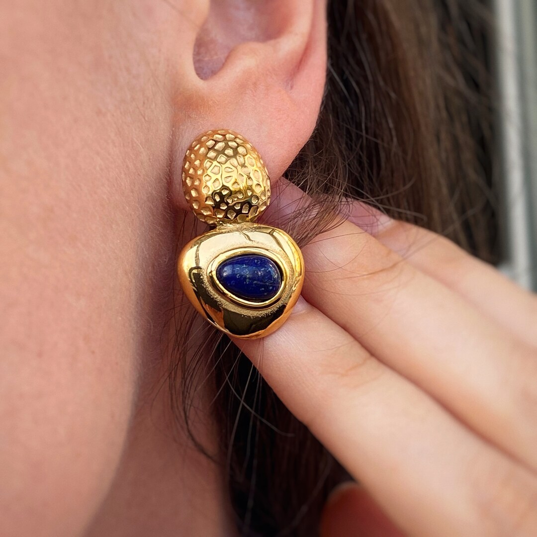 Gold Vintage Style Studs, Old Money Earrings, Waterproof Earrings, Non ...