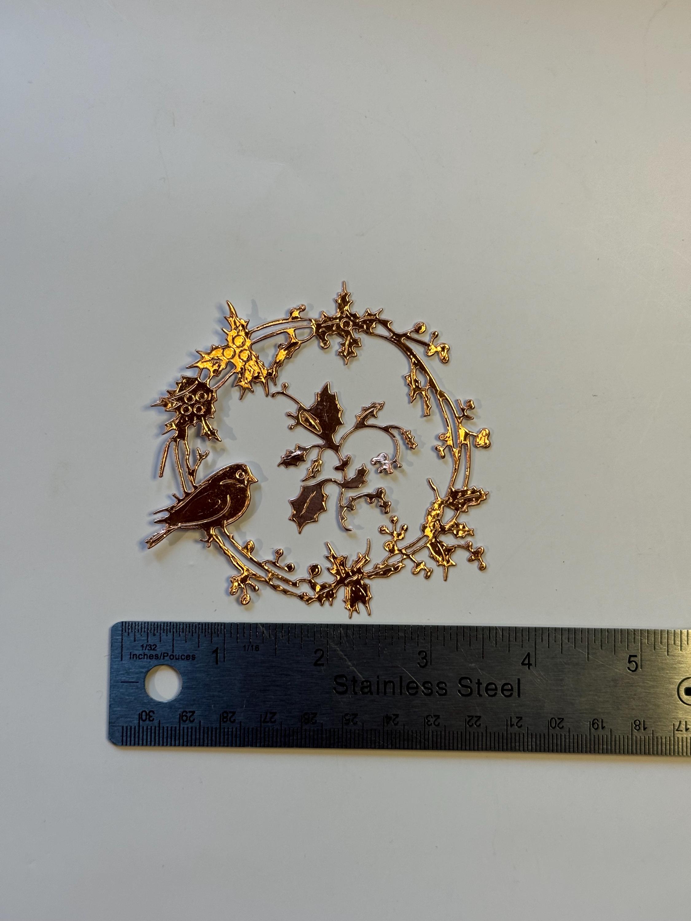 Adhesive Copper Foil Overlay Design Sticker - Christmas Reef With Bird ...