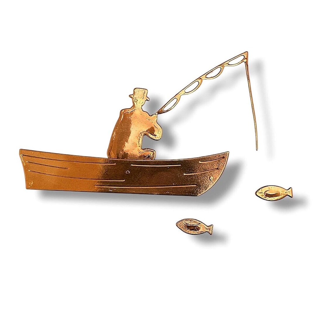 Adhesive Copper Foil Overlay Design Sticker - Fishing in a Boat - Great ...