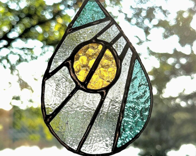 Stained Glass Window Art Real Shinny Glass. Designed in Form of a Water ...