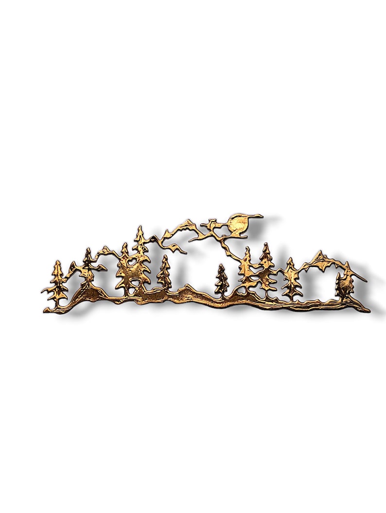 Adhesive Copper Foil Overlay Design Sticker - Mountains Forest Trees ...