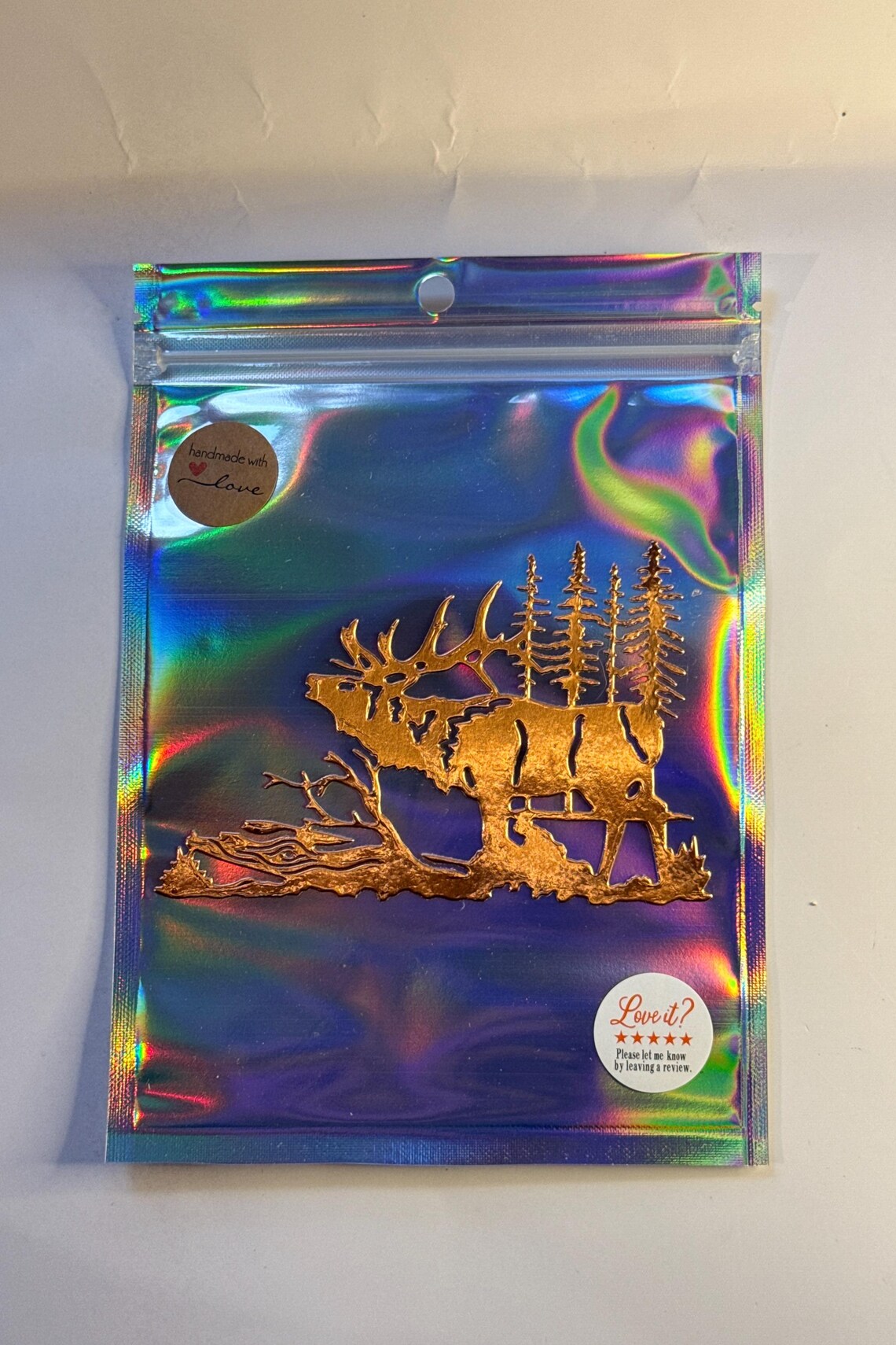 Adhesive Copper Foil Overlay Design Sticker - Elk in Forest - Great for ...