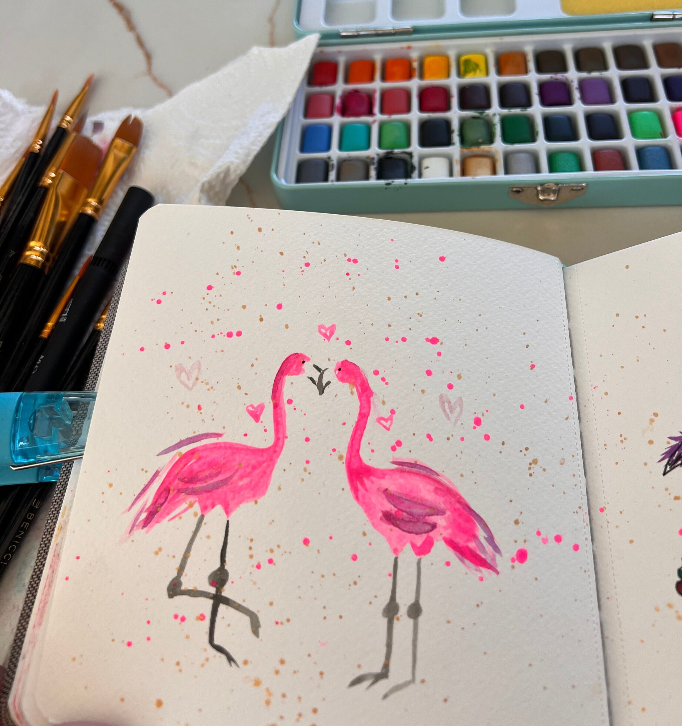 Pink Flamingo Watercolor Graphic - Etsy
