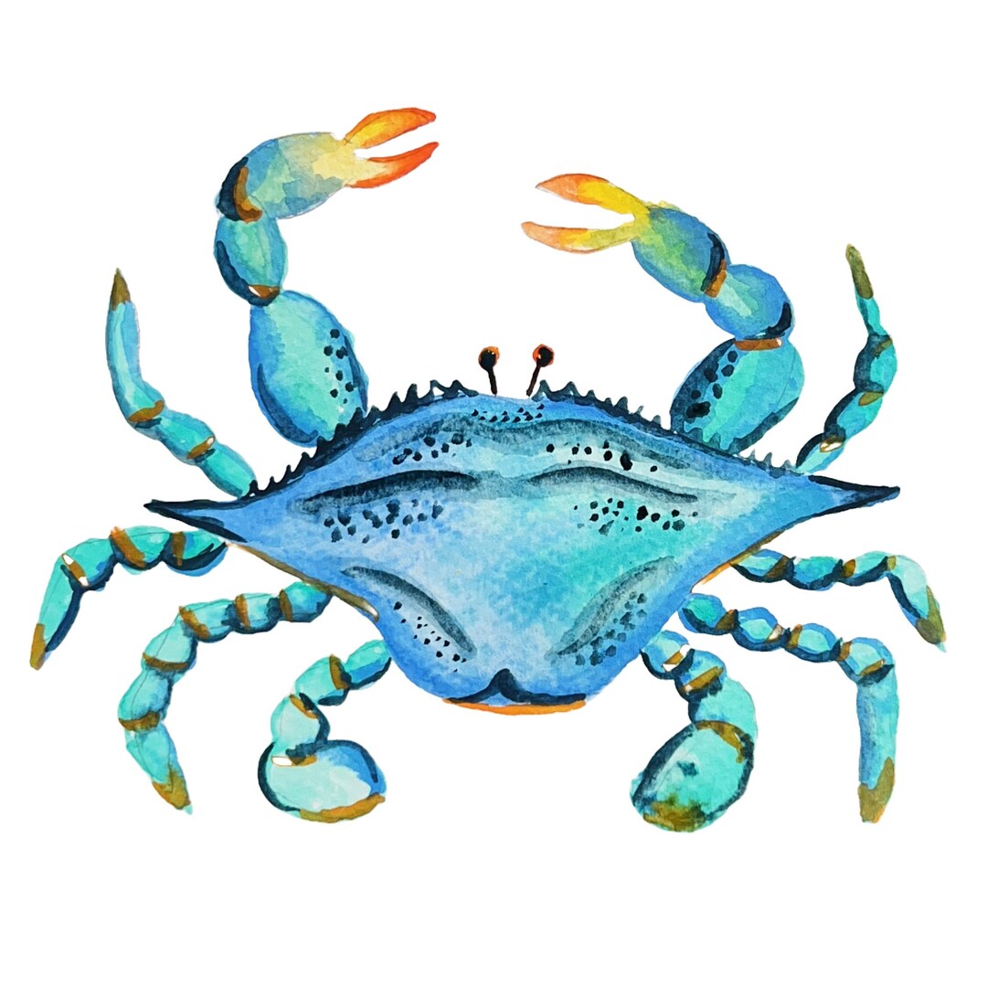 Blue Crab Watercolor Digital Graphic - Etsy
