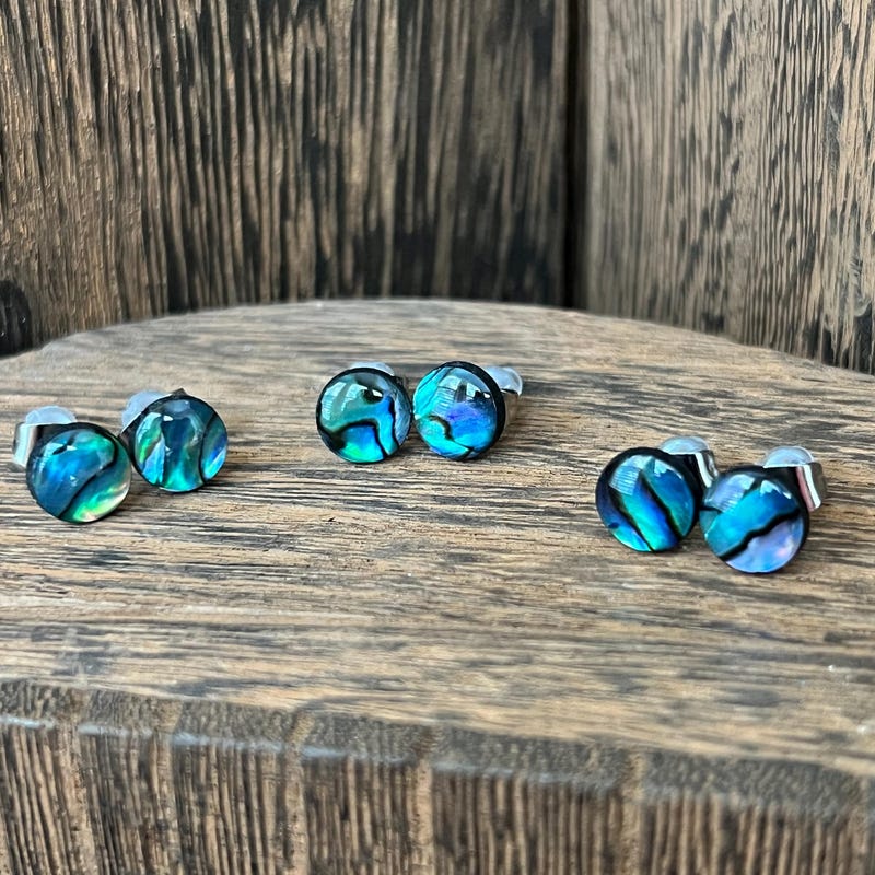 Blue Shell Earring Studs - Etsy