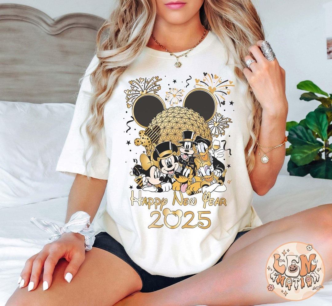 Retro Mickey and Friends Epcot Happy New Year 2025 Shirt, Disney Epcot ...