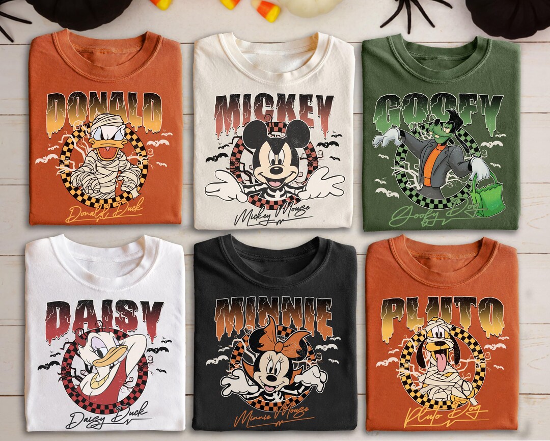 Retro Disney Characters Checkered Halloween Shirt, Mickey and Friends ...