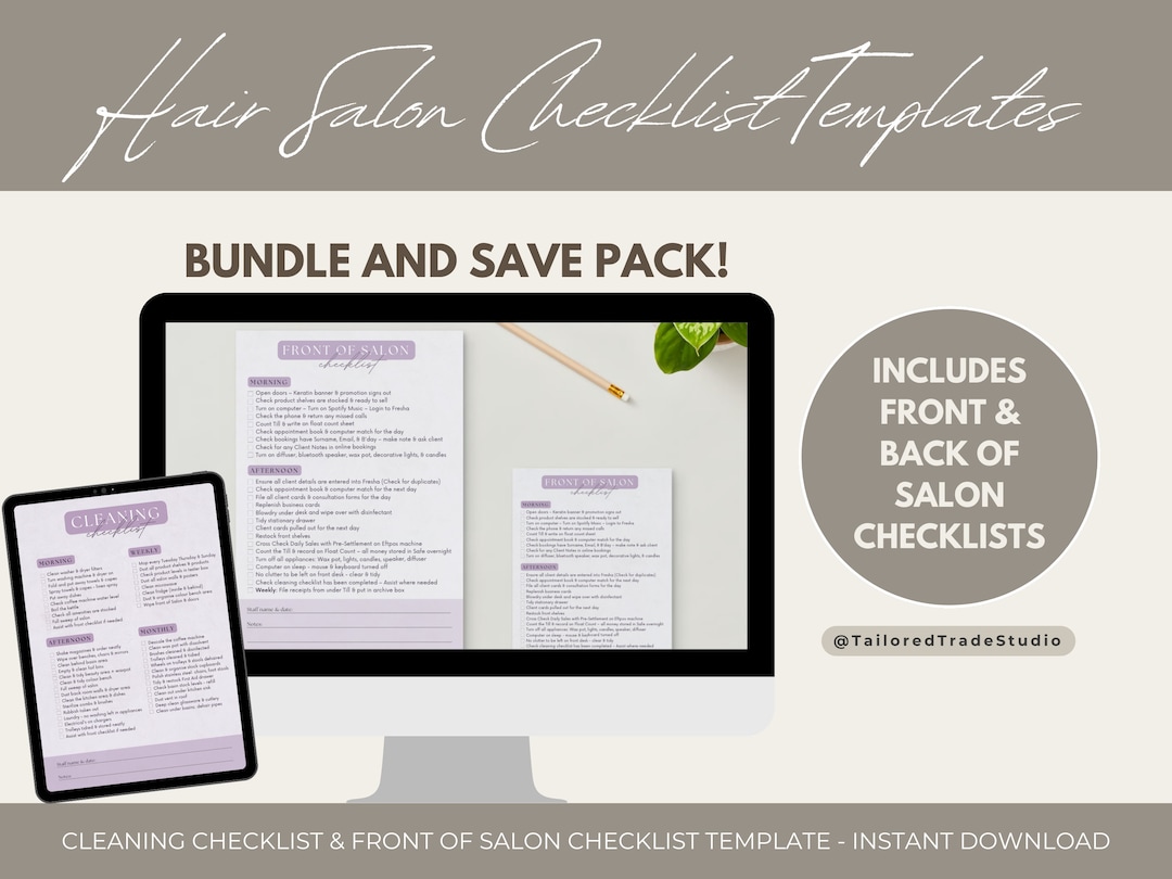 Hair Salon Checklist BUNDLE | Front of Salon Procedures | Salon ...