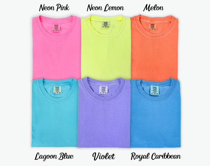 Neon Comfort Color Back Tshirt, Oversized Basic Tshirt, Neon, Summer ...