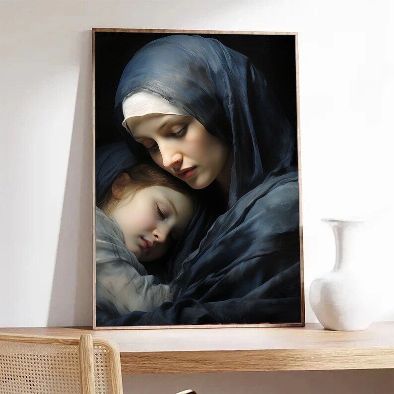 Printable Modern Christian Art : Blessed Virgin Mary Poster, Catholic ...