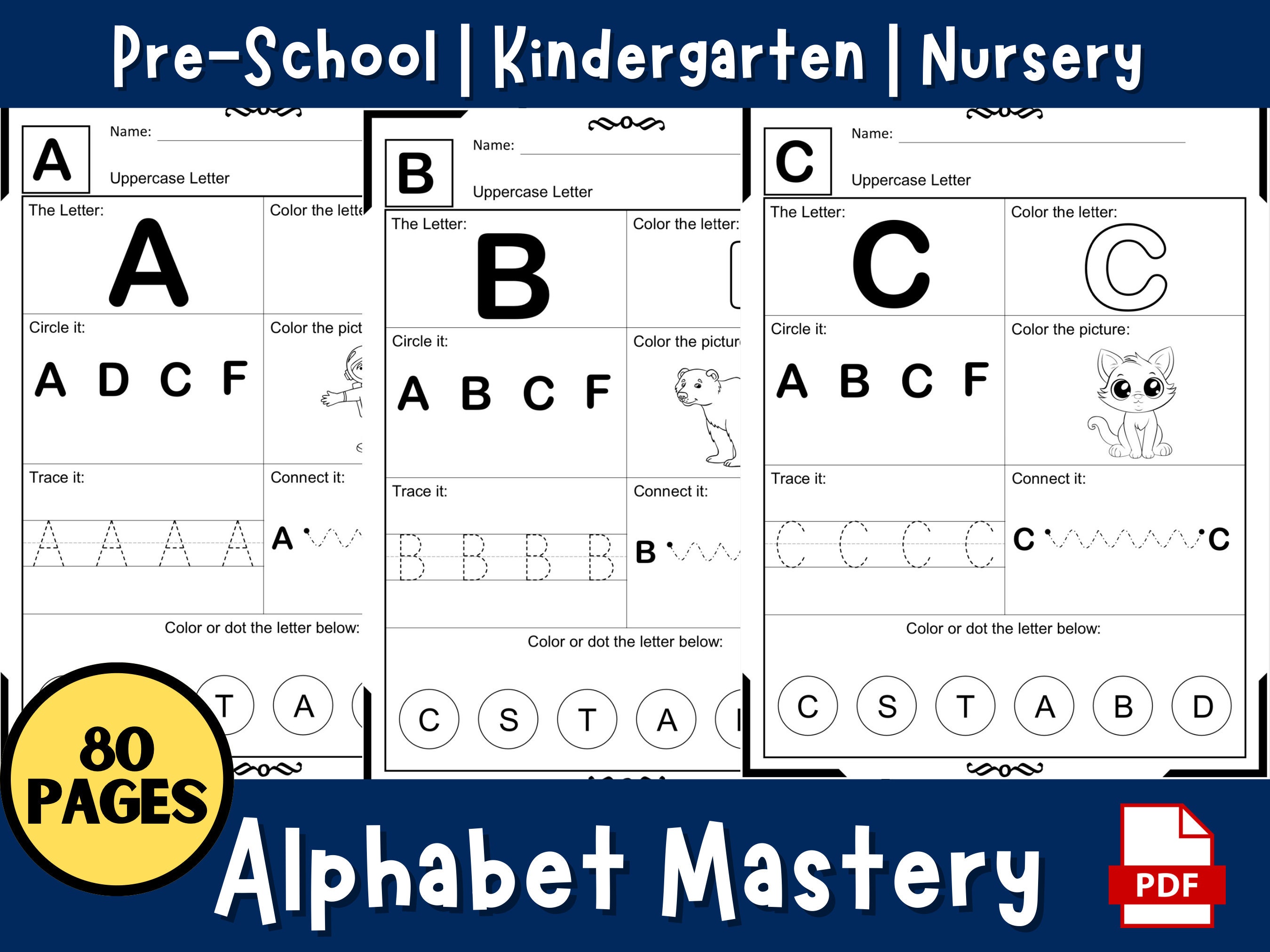 Alphabet Mastery Handwriting Practice Letter Identification Connect the ...