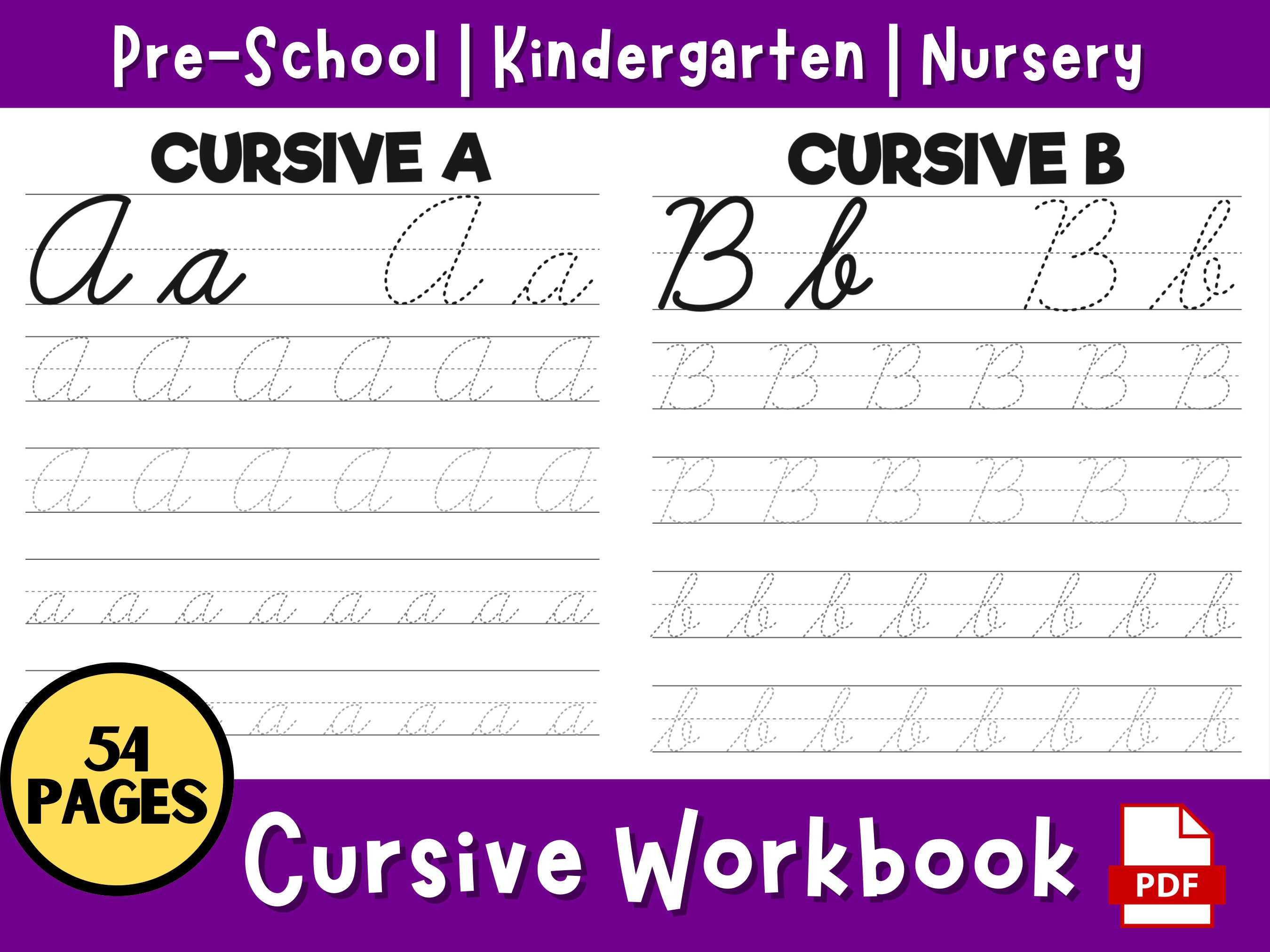 Cursive Letter Handwriting Sheet Alphabet and Word Tracing Learn to ...