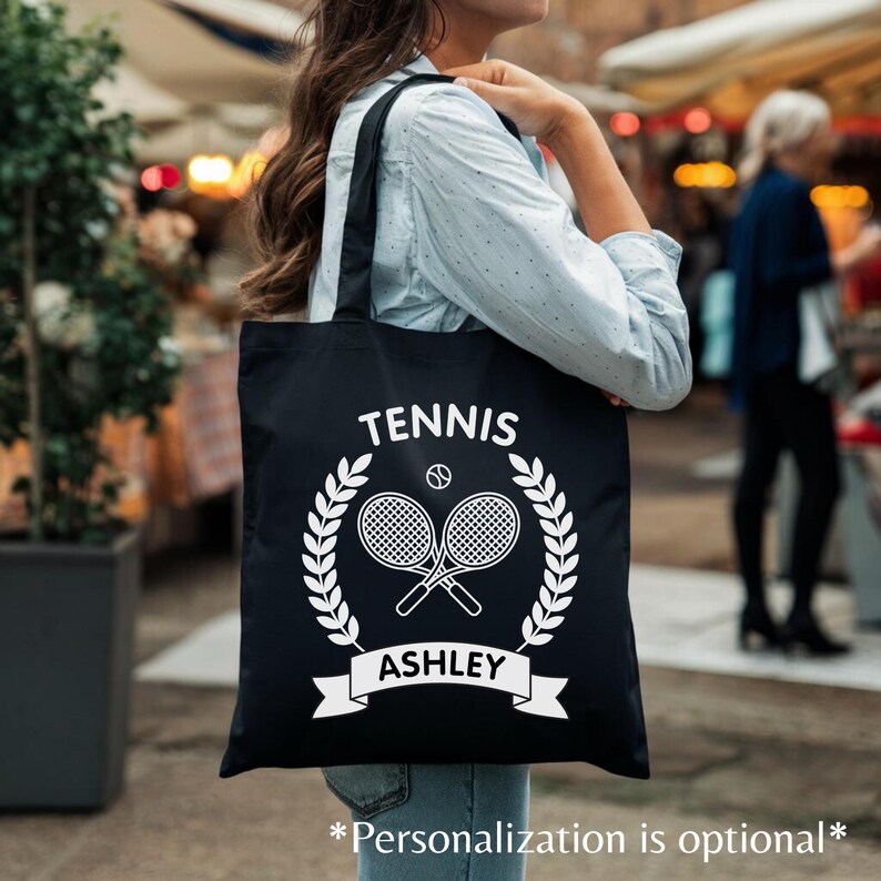 Personalized Tennis Tote Bag: Custom Name Cotton Canvas - Etsy