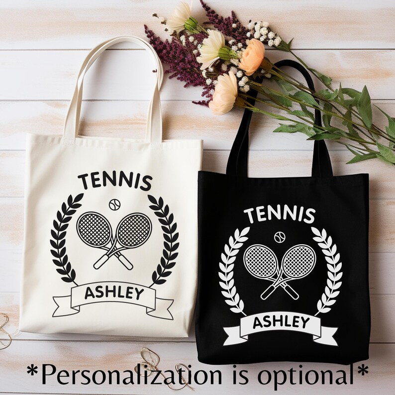 Personalized Tennis Tote Bag: Custom Name Cotton Canvas - Etsy