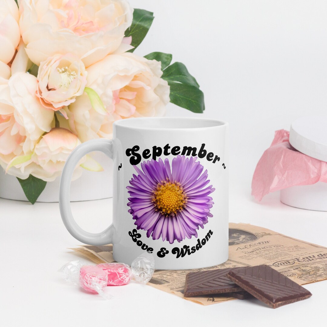 September Birth Flower Mug: Aster Design, Birthday Gift - Etsy