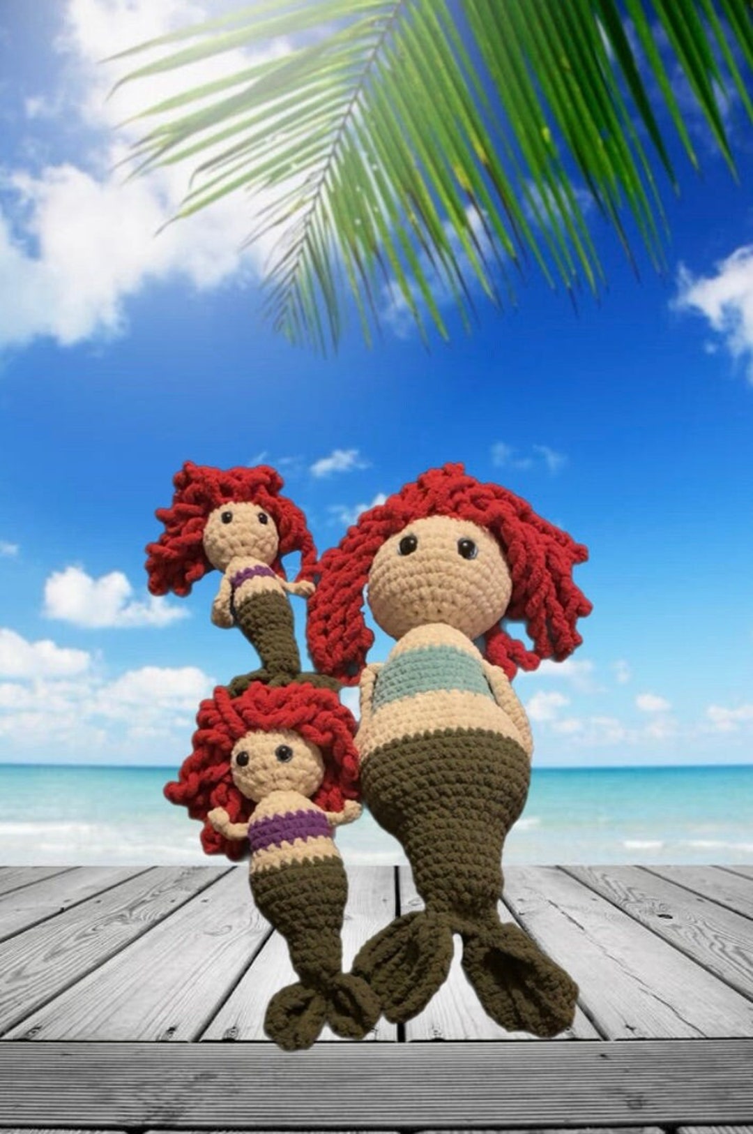 Mermaid Double Pack Crochet Patterns Beautiful Crimped Tail / Giant 24 ...