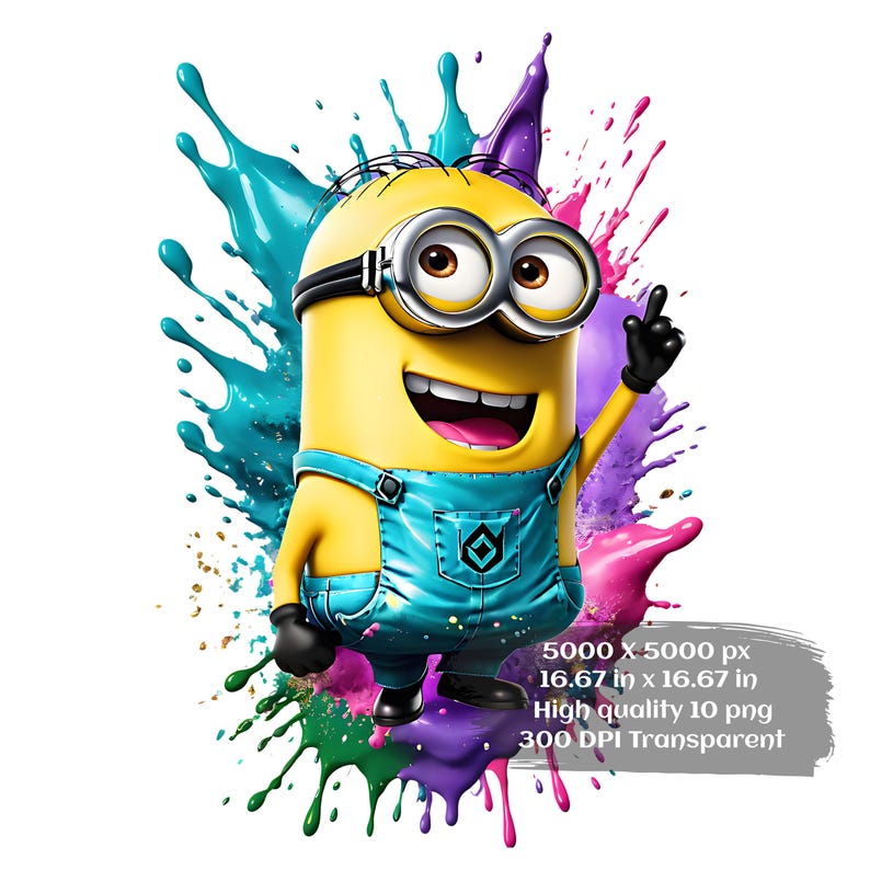 MINIONS Splash and Watercolor PNG Bundle 10 Designs for Sublimation ...