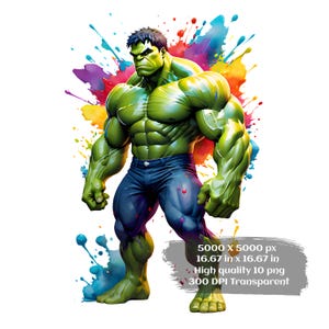 10 PNG HULK, Splash and Watercolor, Designs for Sublimation Printing ...