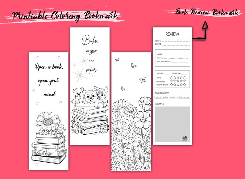 DIY Coloring Bookmarks & Review Page, Fun for All Ages, Coloring ...