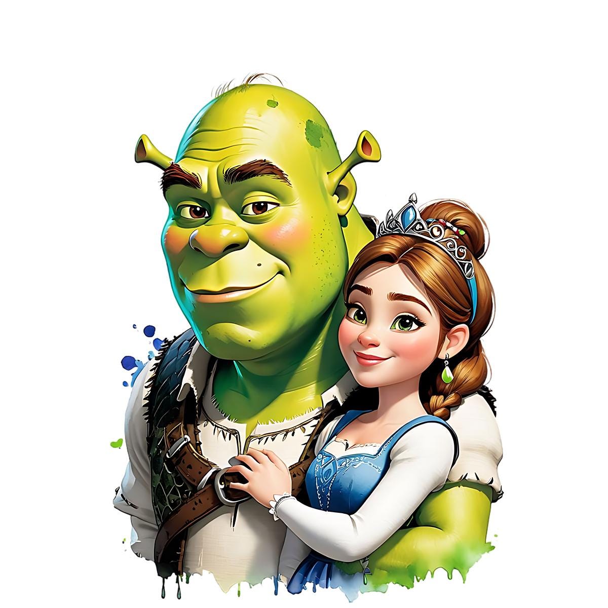 Shrek and Fiona, Watercolor PNG Bundle 20 Designs for Sublimation ...