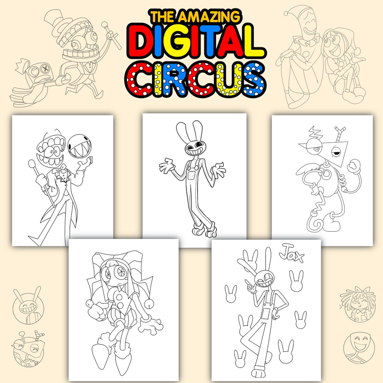 The Amazing Digital Circus - 20 Coloring Pages Set and 9 High-quality ...