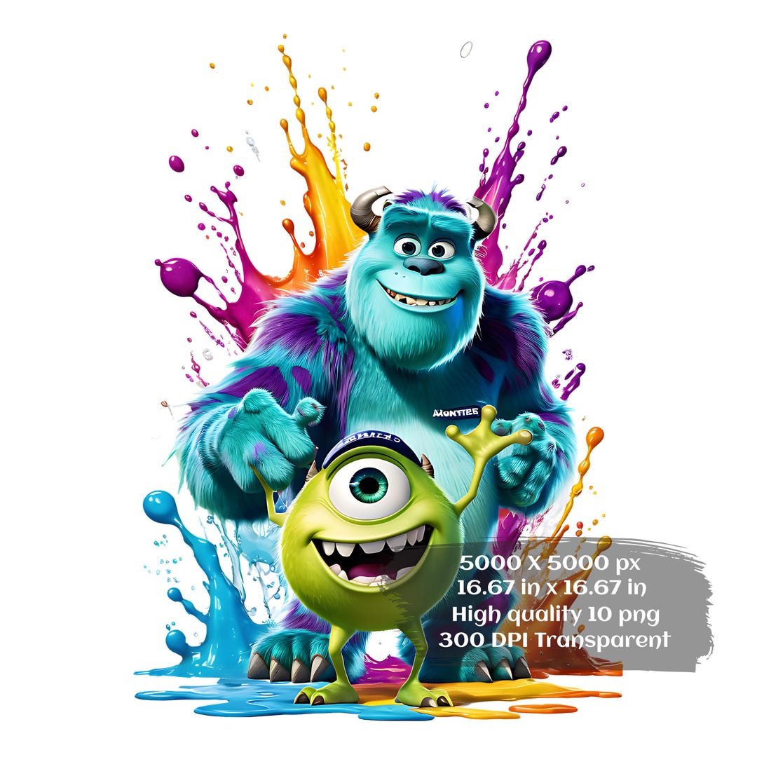 Monsters Inc Splash and Watercolor PNG Bundle -10 Designs for ...