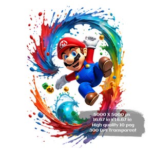 Super Mario Splash and Watercolor PNG Bundle -10 Designs for ...