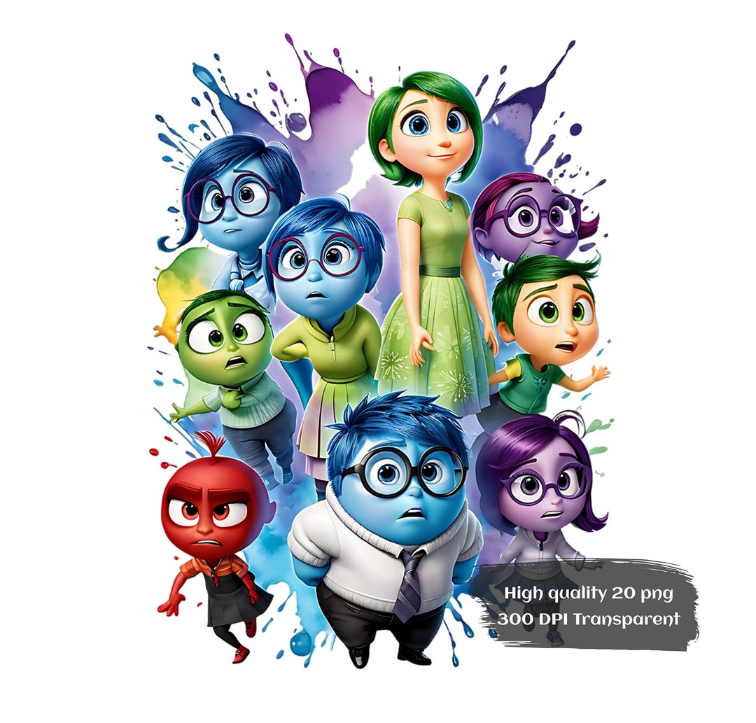 20 PNG Inside Out 2, Watercolor Digital Design PNG File for Sublimation ...