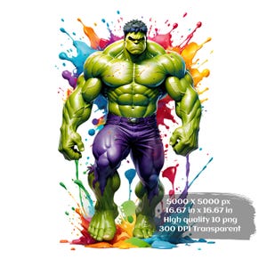 10 PNG HULK, Splash and Watercolor, Designs for Sublimation Printing ...
